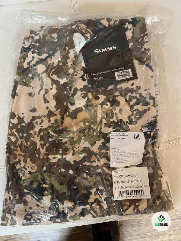 Купить Джерси Simms SolarFlex LS Crewneck Print, River Camo, M по цене ...