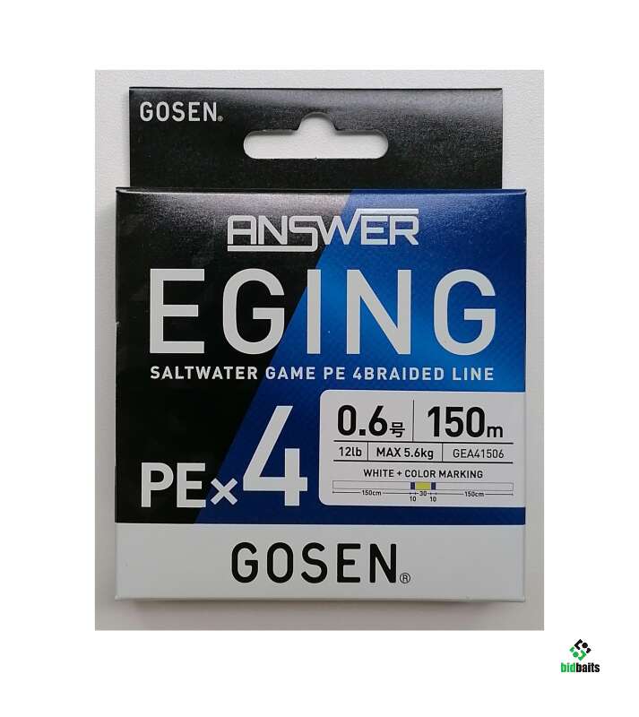 Купить плетёный шнур GOSEN ANSWER EGING PE X4 # 0.6 (5.6 кг) 12 lb 150m ...