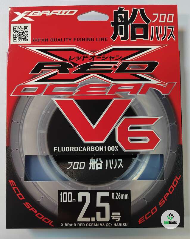Купить ФЛЮОРОКАРБОН YGK X-BRAID RED OCEAN V6 HARISU 100m - #2.5 по цене 750 руб.