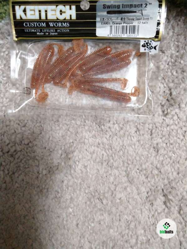 Купить Силиконовые приманки:KEITECH CUSTOM WORMS.Swing Impact 2" EA#01:Orange Pepper-12 tails ...