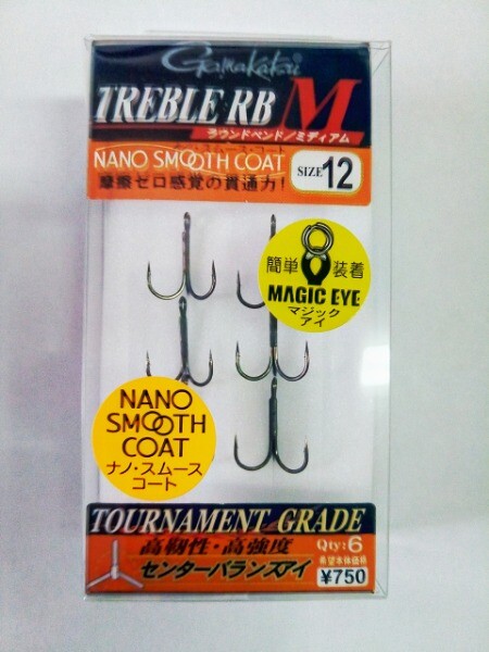 Купить Крючки тройные Gamakatsu Treble Rb M Nano Smooth Coat Hook - #12 по цене 540 руб.